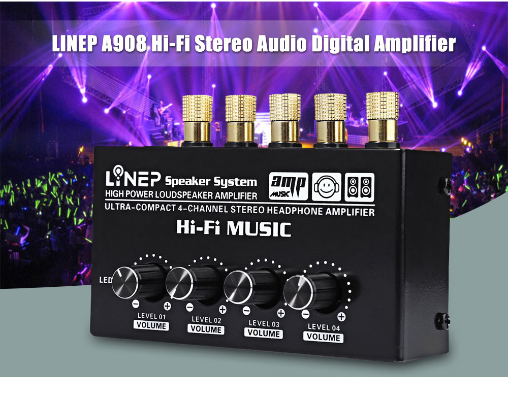 A908 1 to 4 Switcher Audio Signal Amplifier Preamplifier Headset ...